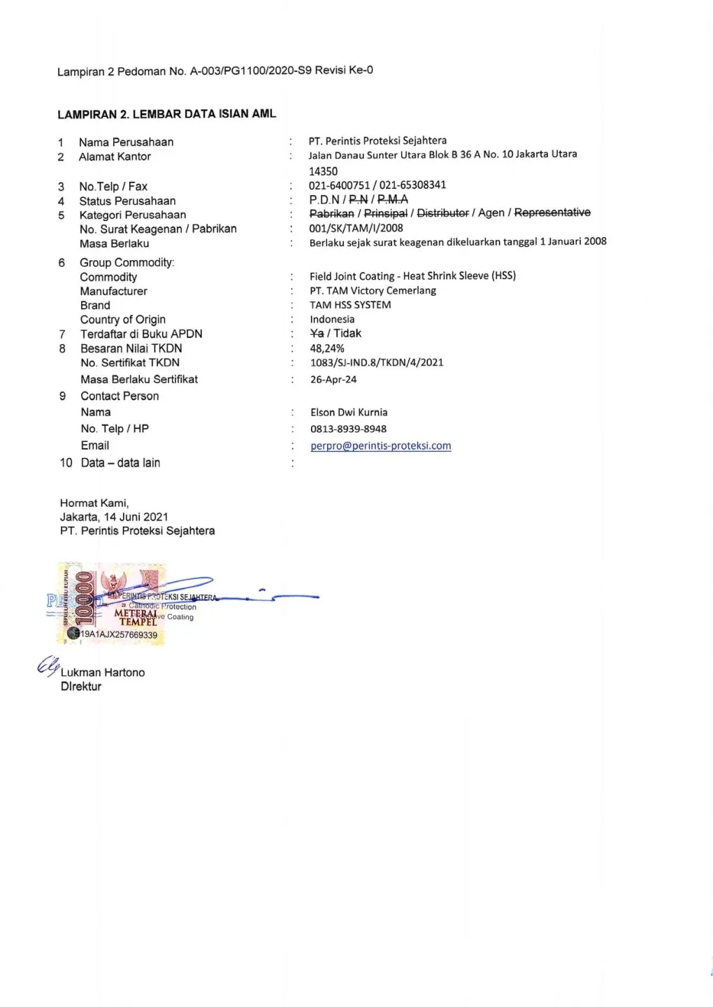 PRODUSEN FIELD JOINT COATING (TAM HSS) | Products | Perintis Proteksi
